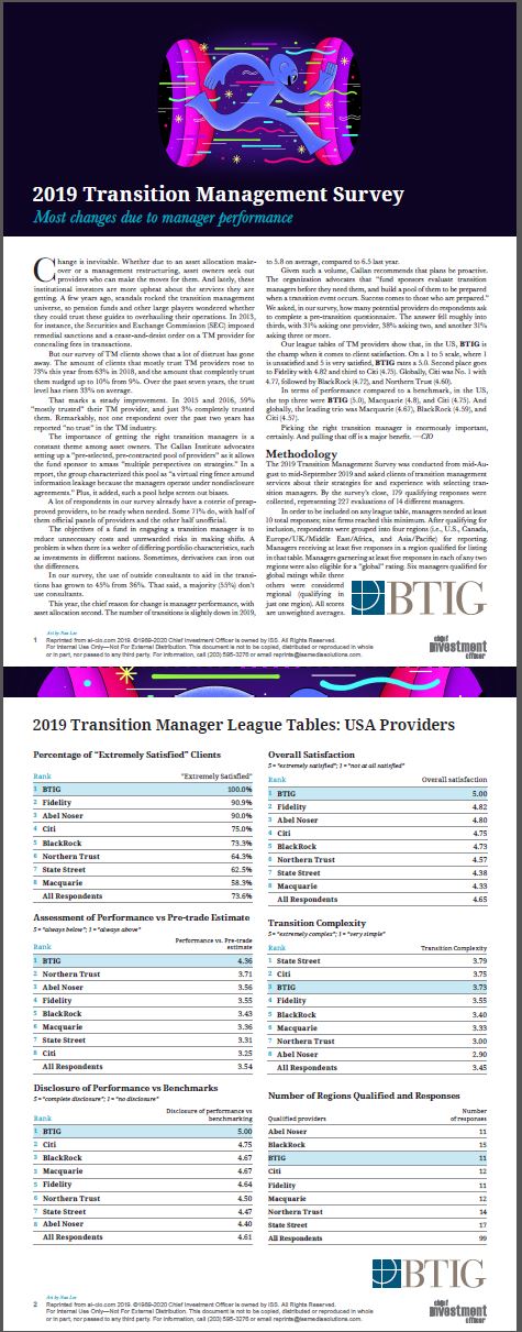 CIO Transition Management Survey 2020 - BTIG